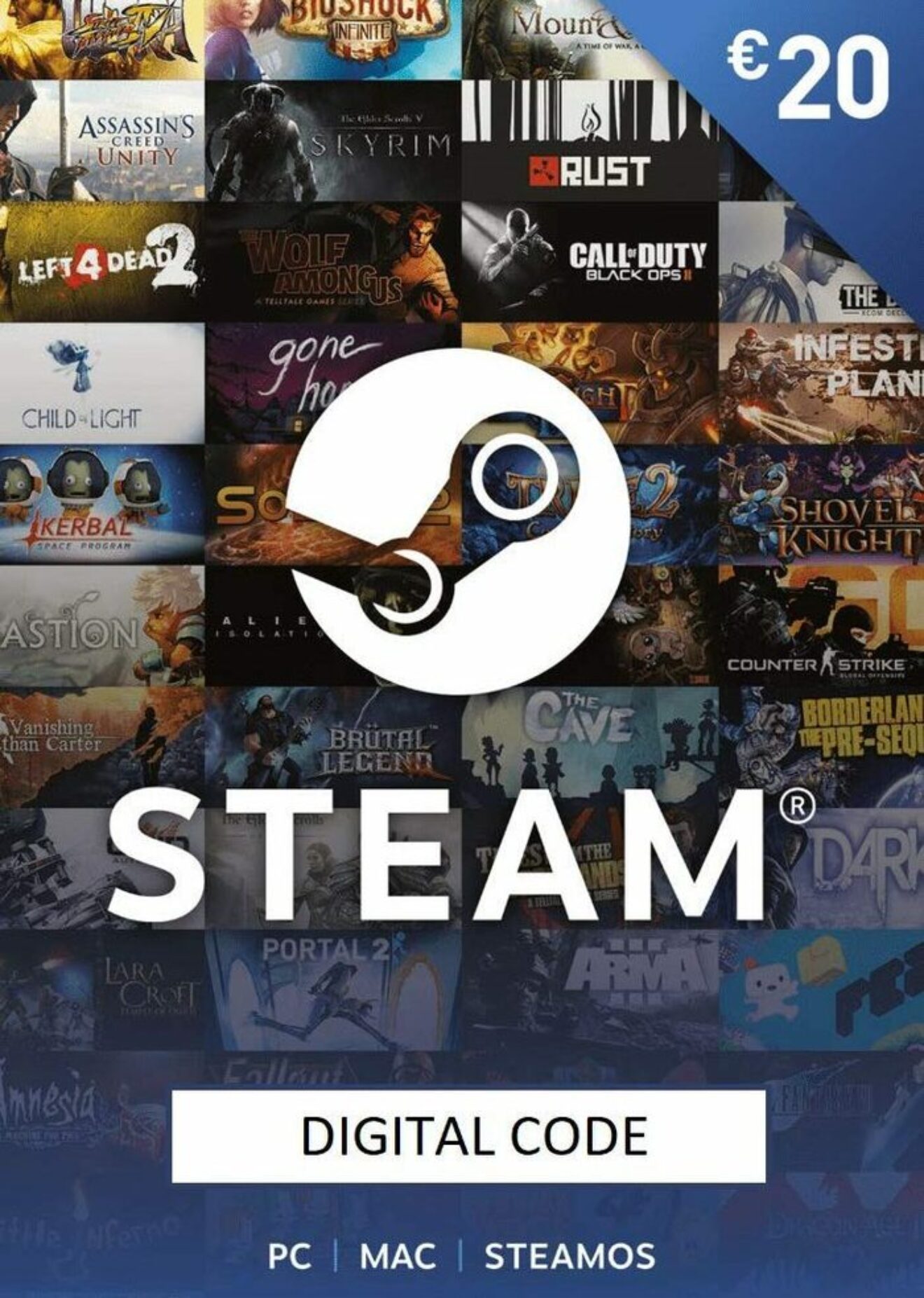 Carte Steam 20€ - Carte Cadeau Steam 20 euro Zoneplay.ma